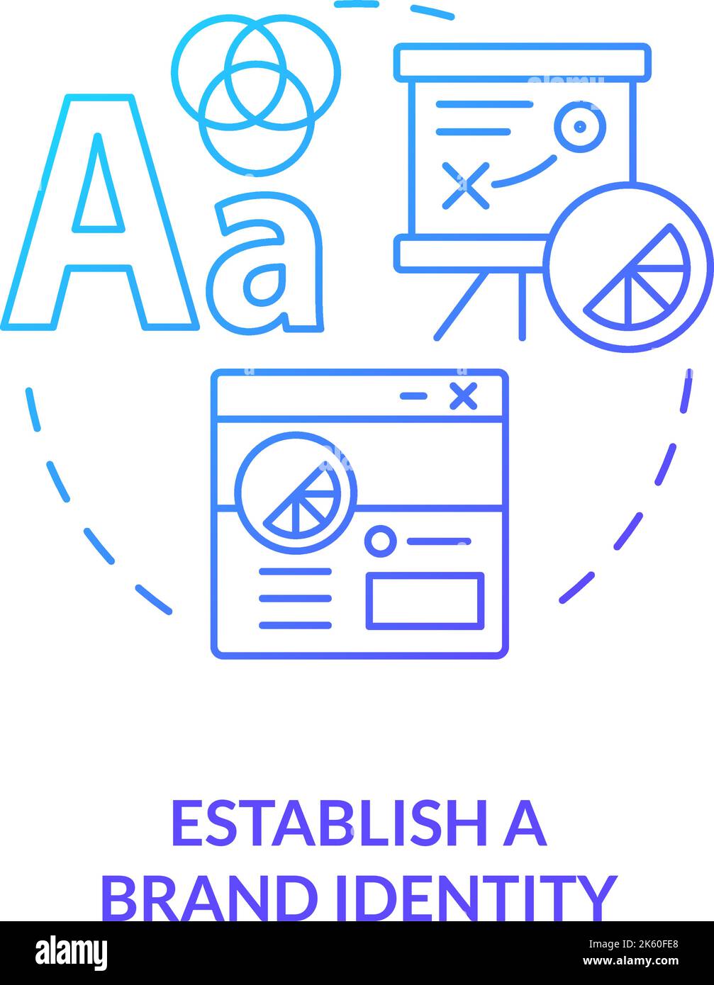 Establish brand identity blue gradient concept icon Stock Vector Image ...