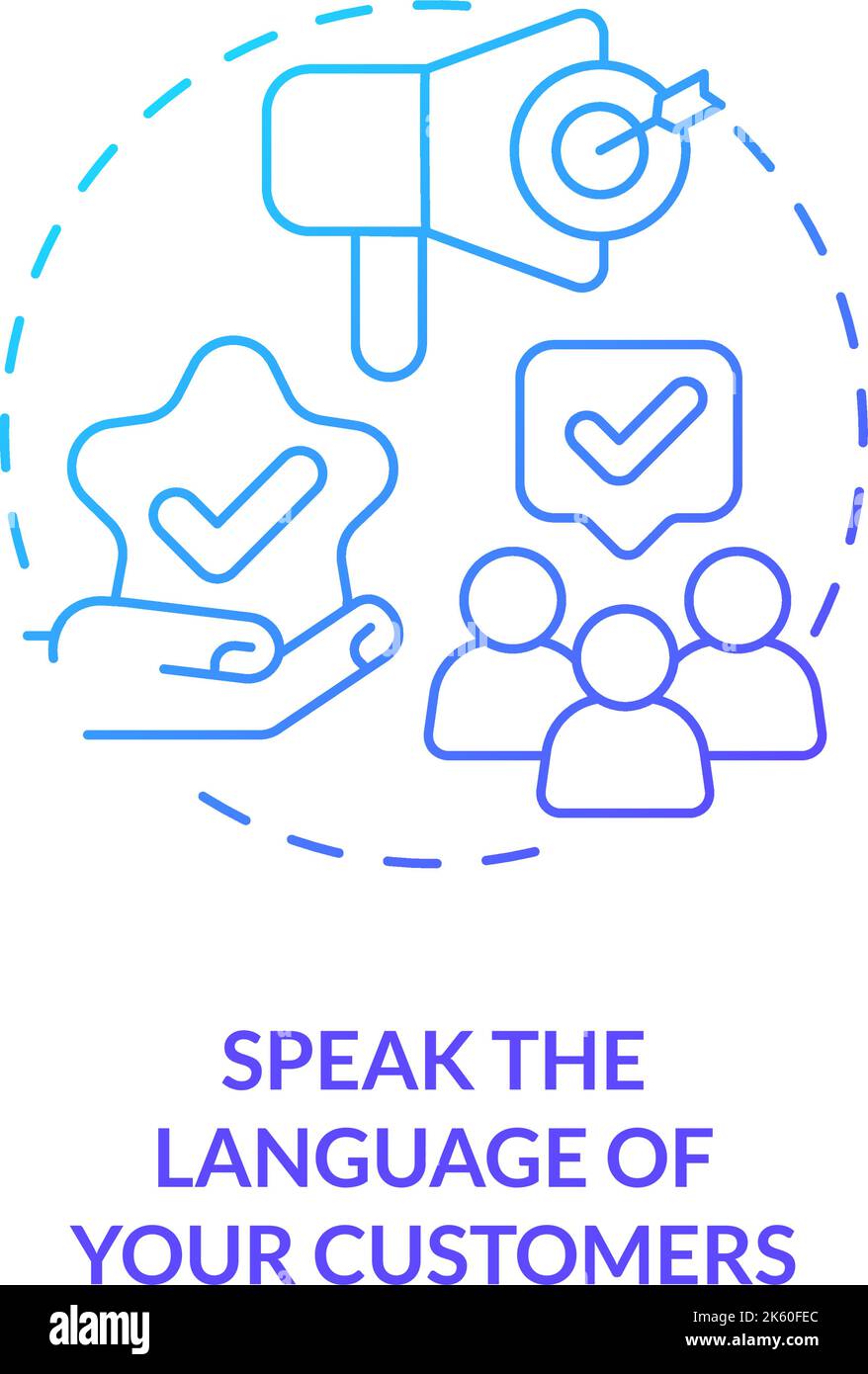 Speak language of your customers blue gradient concept icon Stock ...