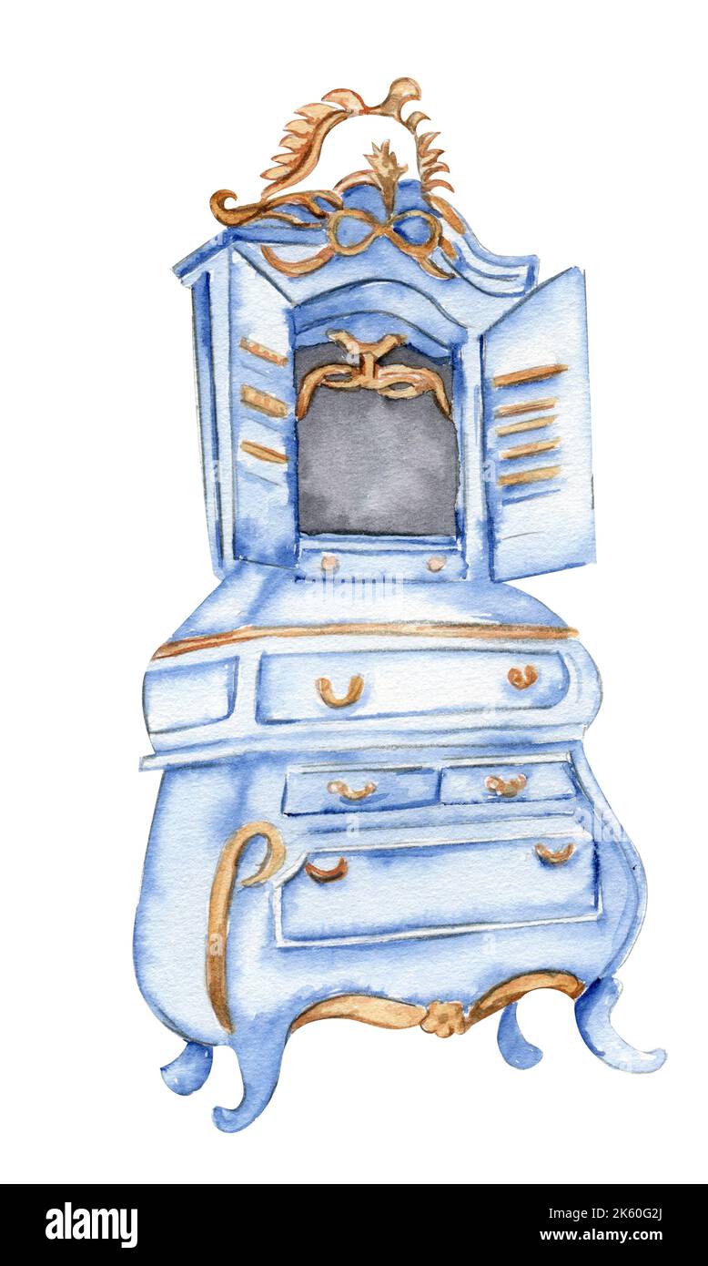 Hand drawn vintage chest of drawers from a fairy tale Stock Photo - Alamy