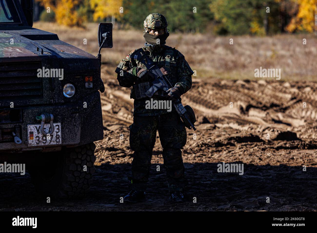 Rukla, Lithuania - 2022 October 10: Germany Nato soldiers with full ...