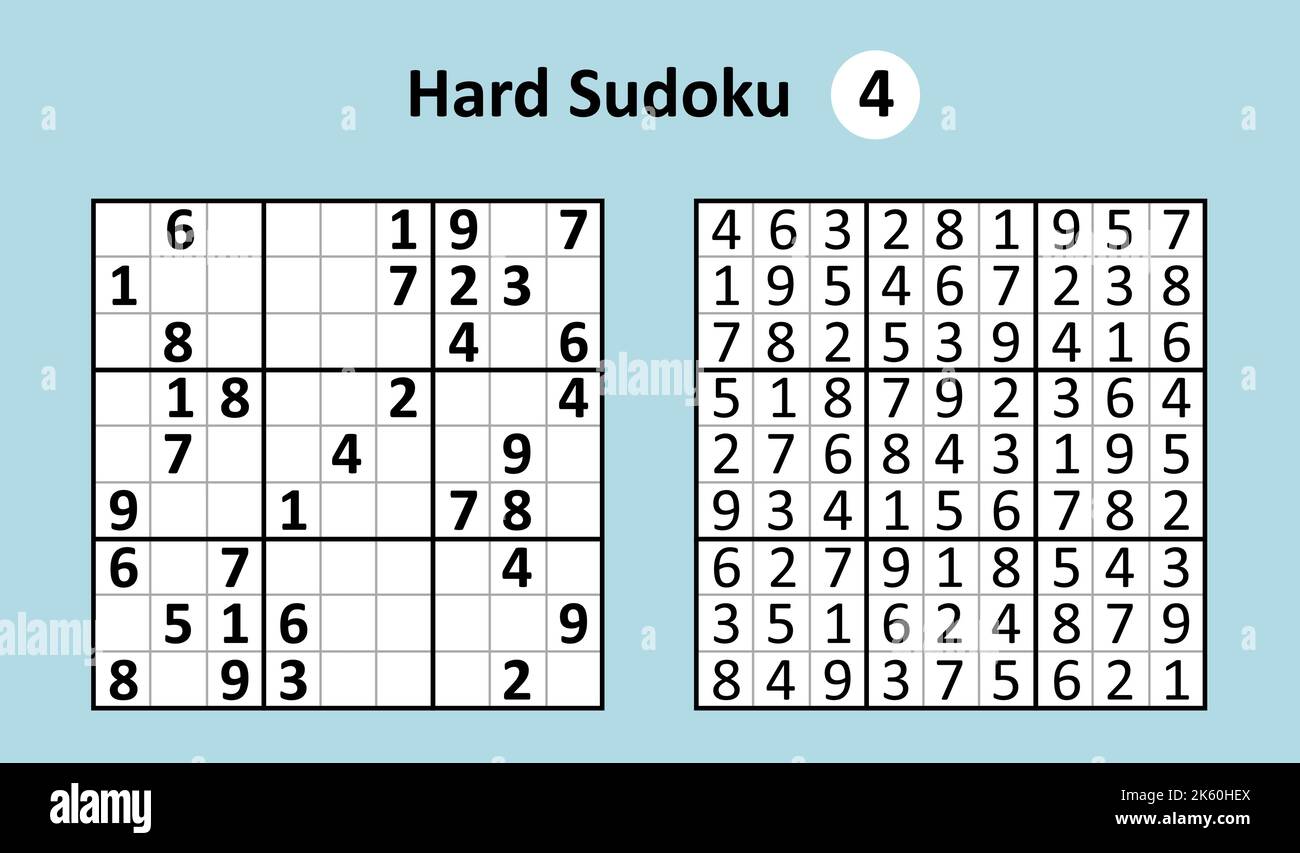 Sudoku Game With Answers Hard Complexity Simple Vector Design Set Sudoku Stock Vector Image 3729