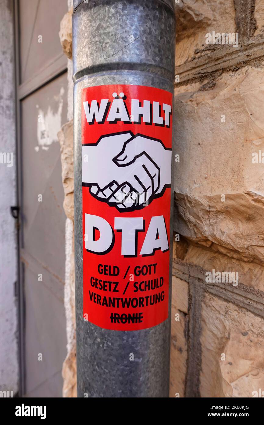 Vote DTA, sticker in Saranda, Republic of Albania Stock Photo - Alamy