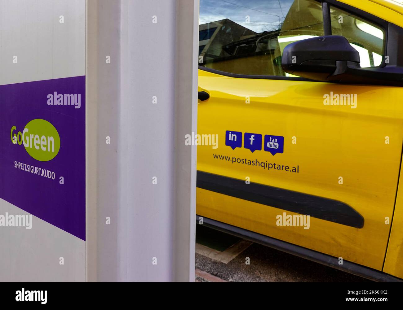 Go Green, electric vehicle charging station, post car, Saranda ...