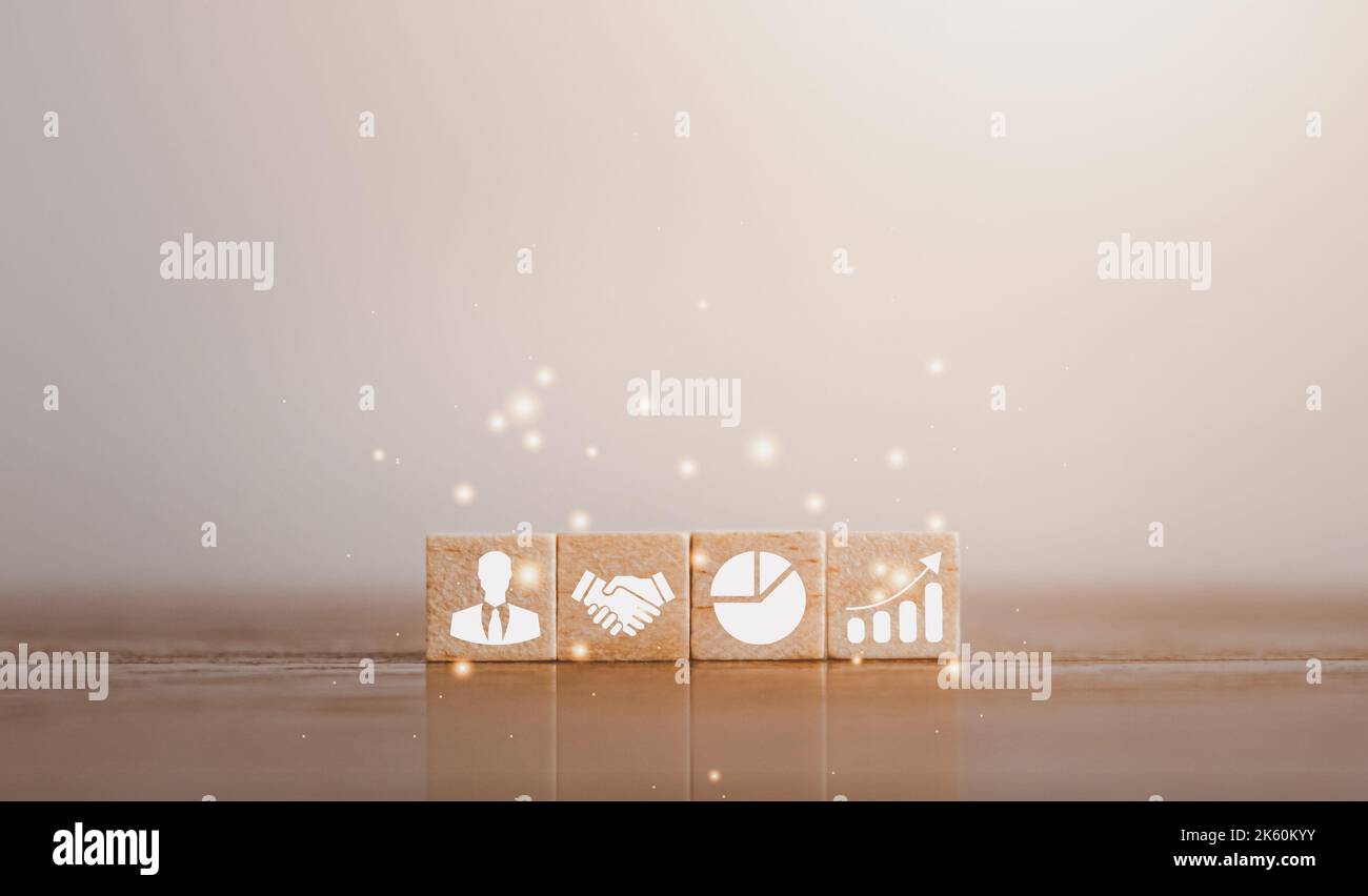 Woods block square with business strategy, Action plan, Goal and target ...