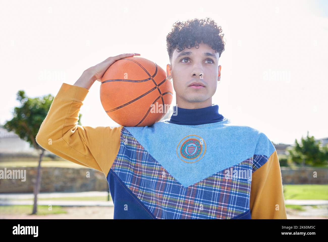 Basketball, fitness and sports man focus on workout, training or ...