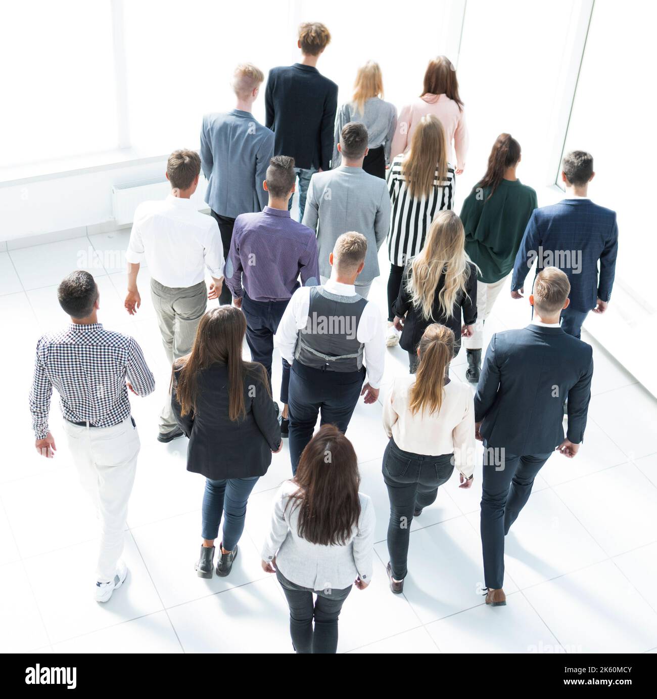 top view. a group of young business people looking forward Stock Photo ...