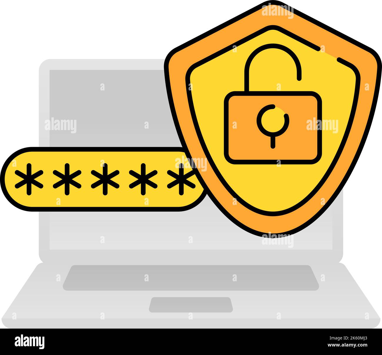 Data Protection Internet Security Concept Network Secure Shield Lock Laptop Computer Screen
