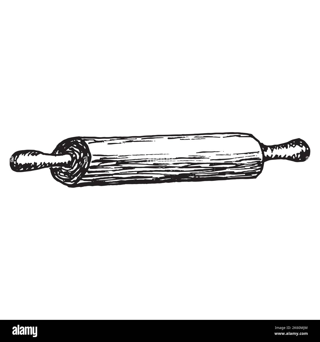 Vintage hand drawn rolling pin. vector. Isolated Stock Vector Image ...