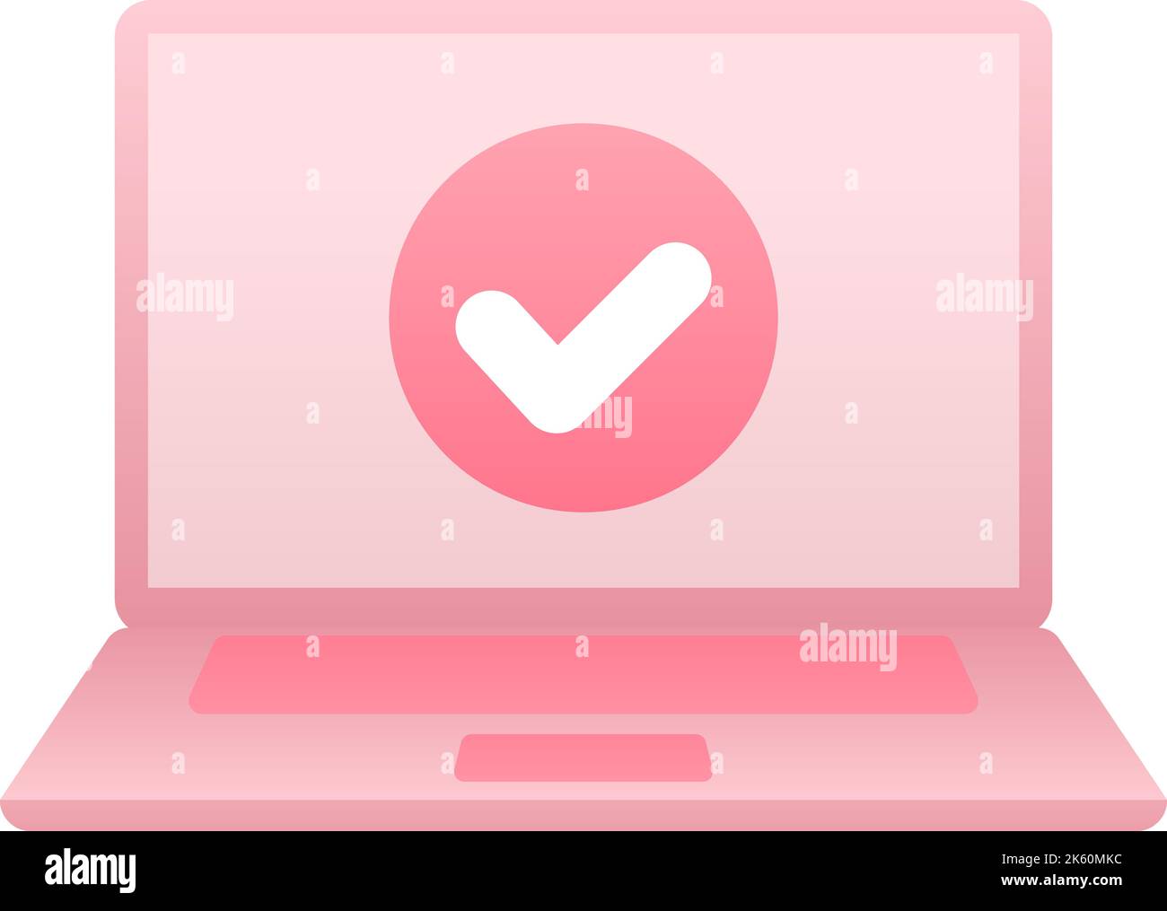 Check mark on laptop screen. Success tick icon or confirmation ...