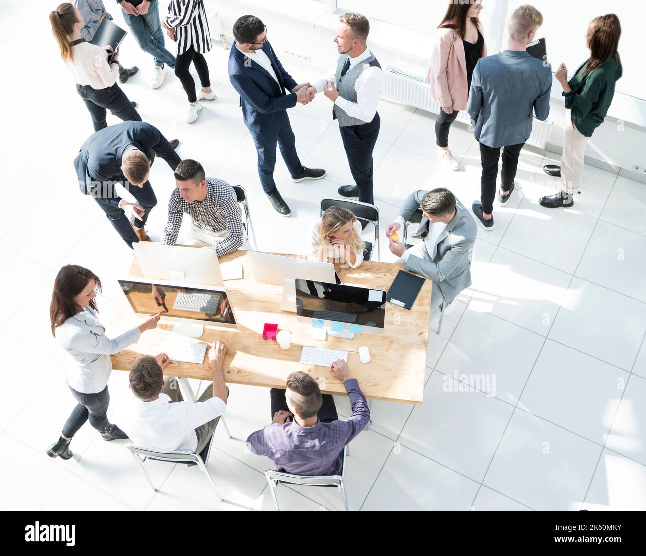 top view. business team operates in a modern office Stock Photo - Alamy