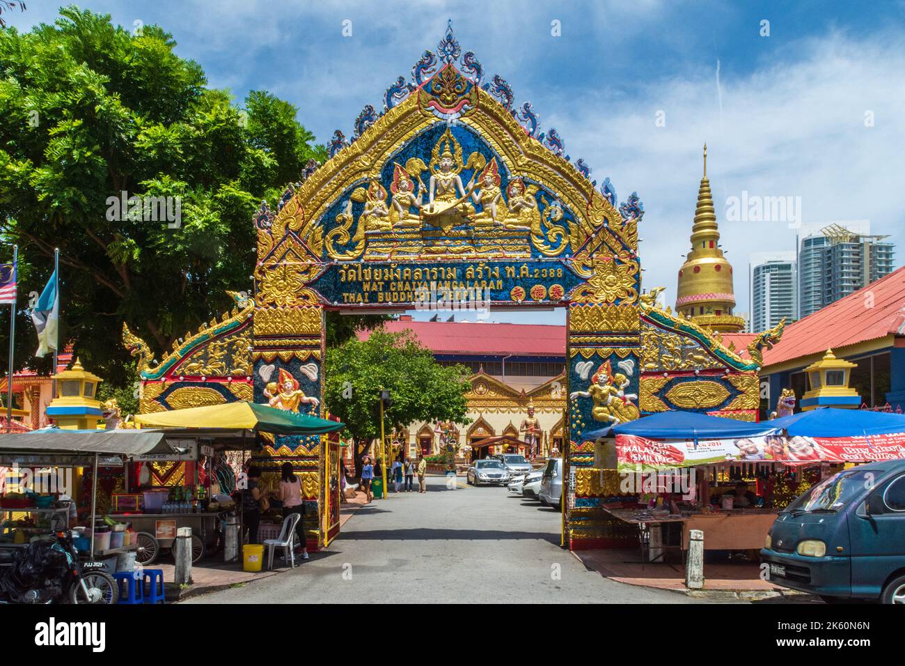George Town, Penang, Malaysia - March 10th 2018: Market stalls outside ...