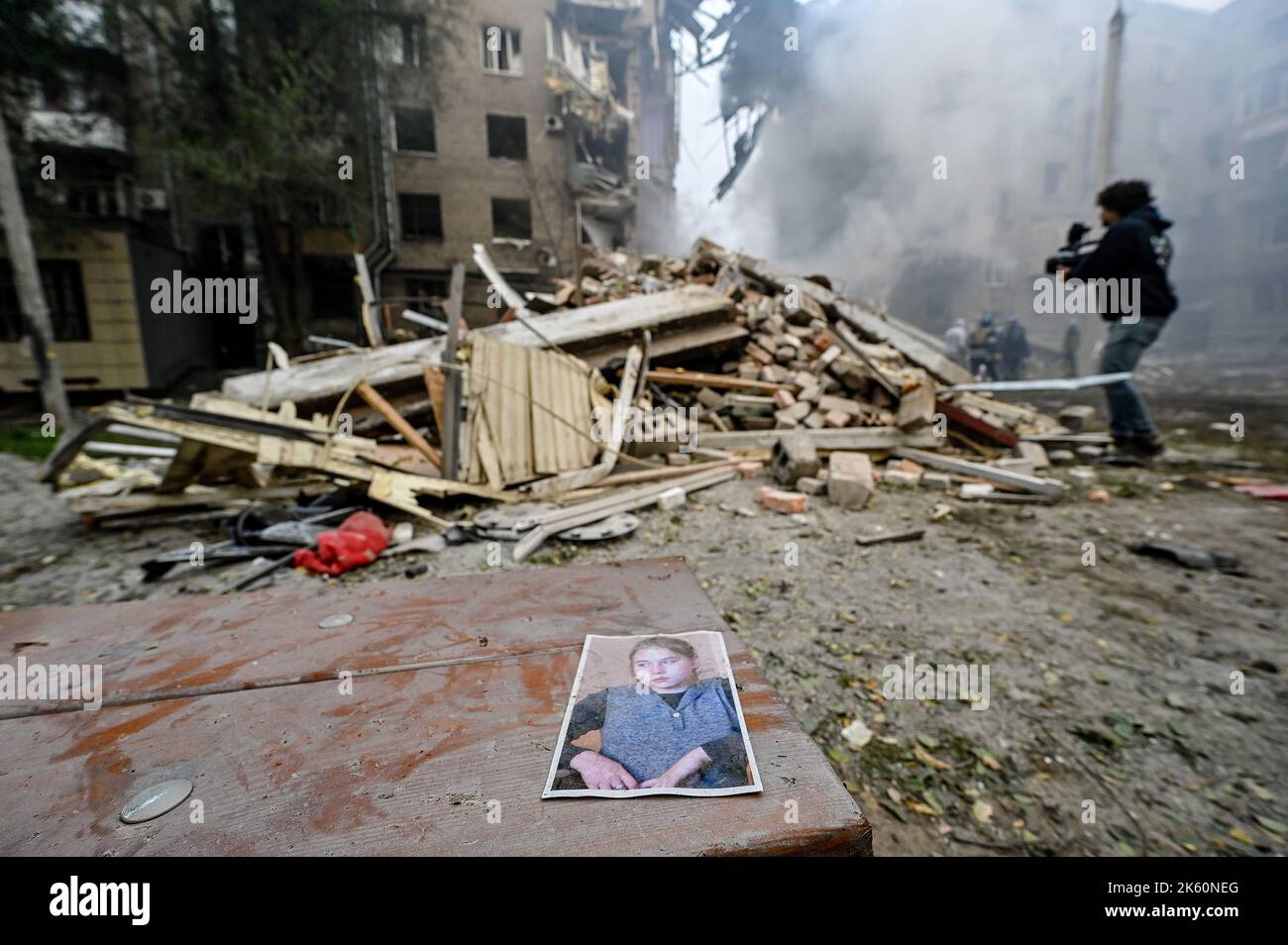 ZAPORIZHZHIA, UKRAINE - OCTOBER 10, 2022 - Aftermath of rocket attacks ...