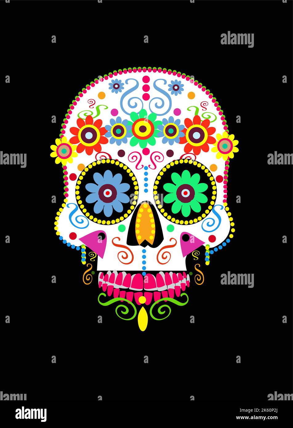 Vector illustration Day of the Dead (Dia de los Muertos) sugar skull ...
