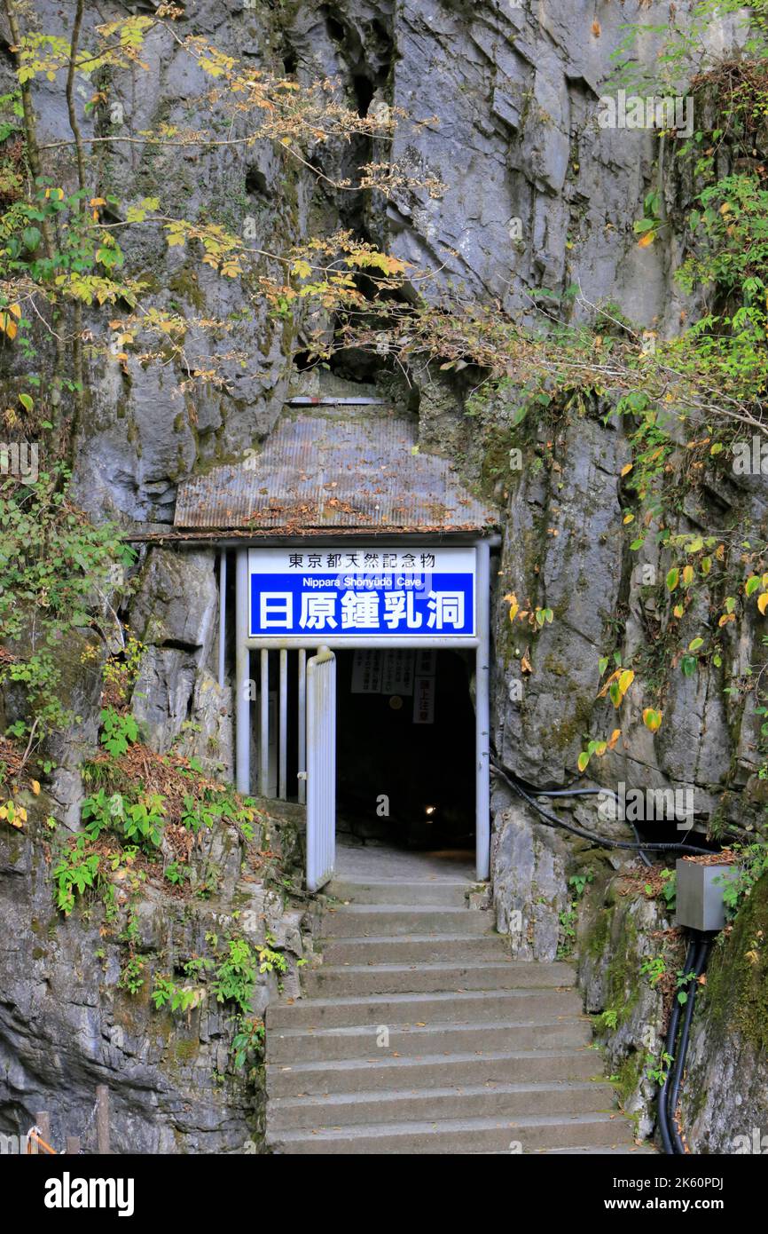 The entrance of Nippara Limestone Caves in Okutama-machi Tokyo Japan ...