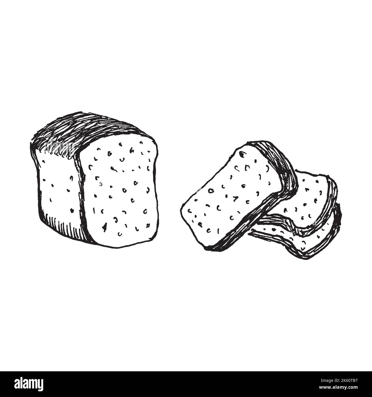 Toast slices sketch. Bread engraving in hand drawn style Stock Vector ...