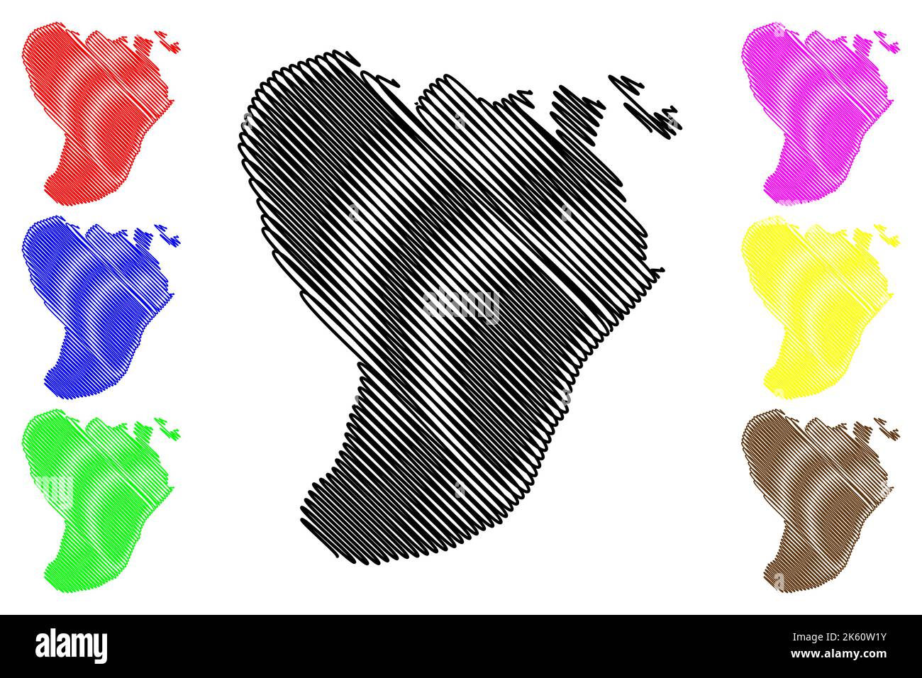 Manda island (Republic of Kenya, Indian Ocean) map vector illustration ...