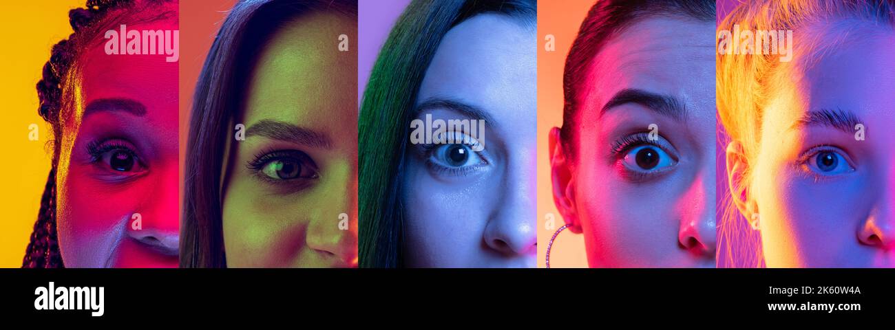 Multiethnic youth. Closeup faces of young people on multicolored ...