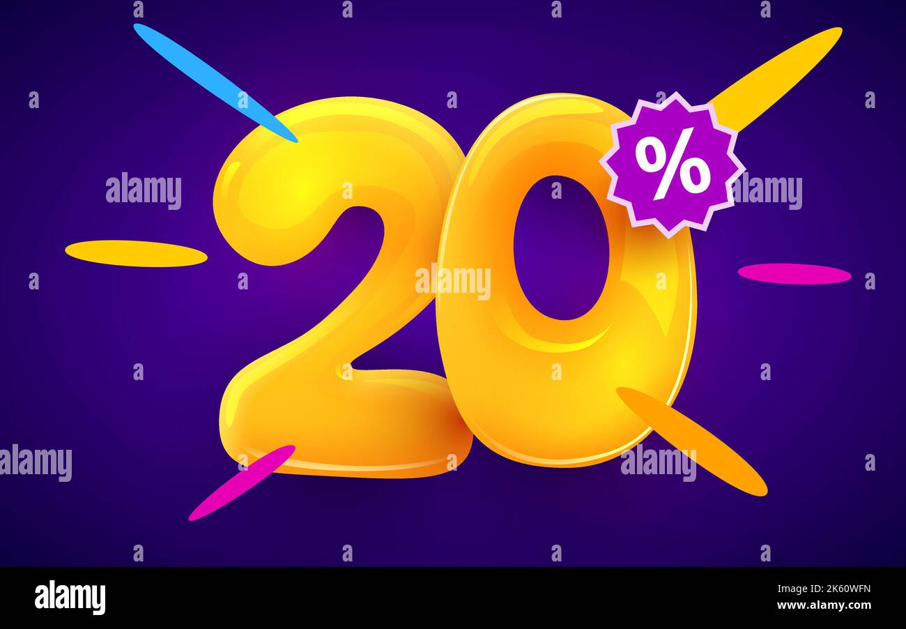 20 percent Off. Discount creative composition. 3d sale symbol with ...