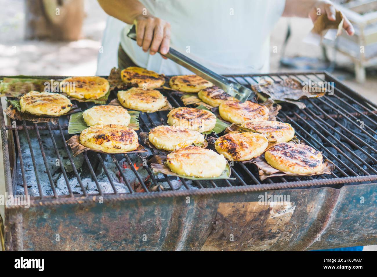 View of arepas in a barbecue. Venezuelan food Stock Photo - Alamy