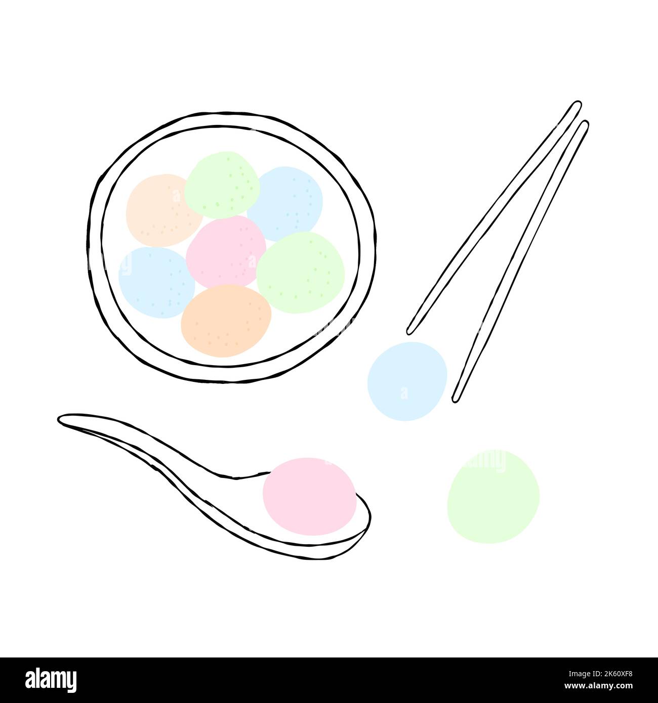 Glutinous rice balls illustration pastel color isolated on white ...