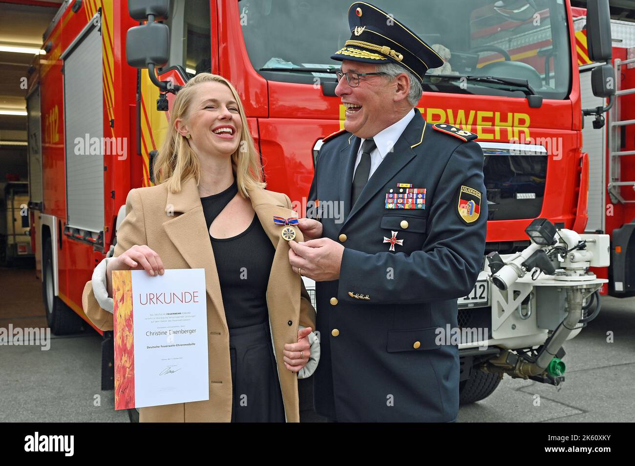 11 October 2022, Bavaria, Murnau: Actress Christine Eixenberger is ...
