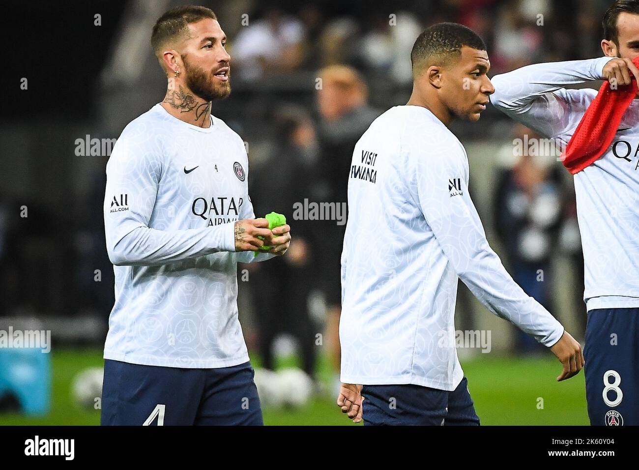 Sergio RAMOS of PSG and Kylian MBAPPE of PSG during the French championship Ligue 1 football ...