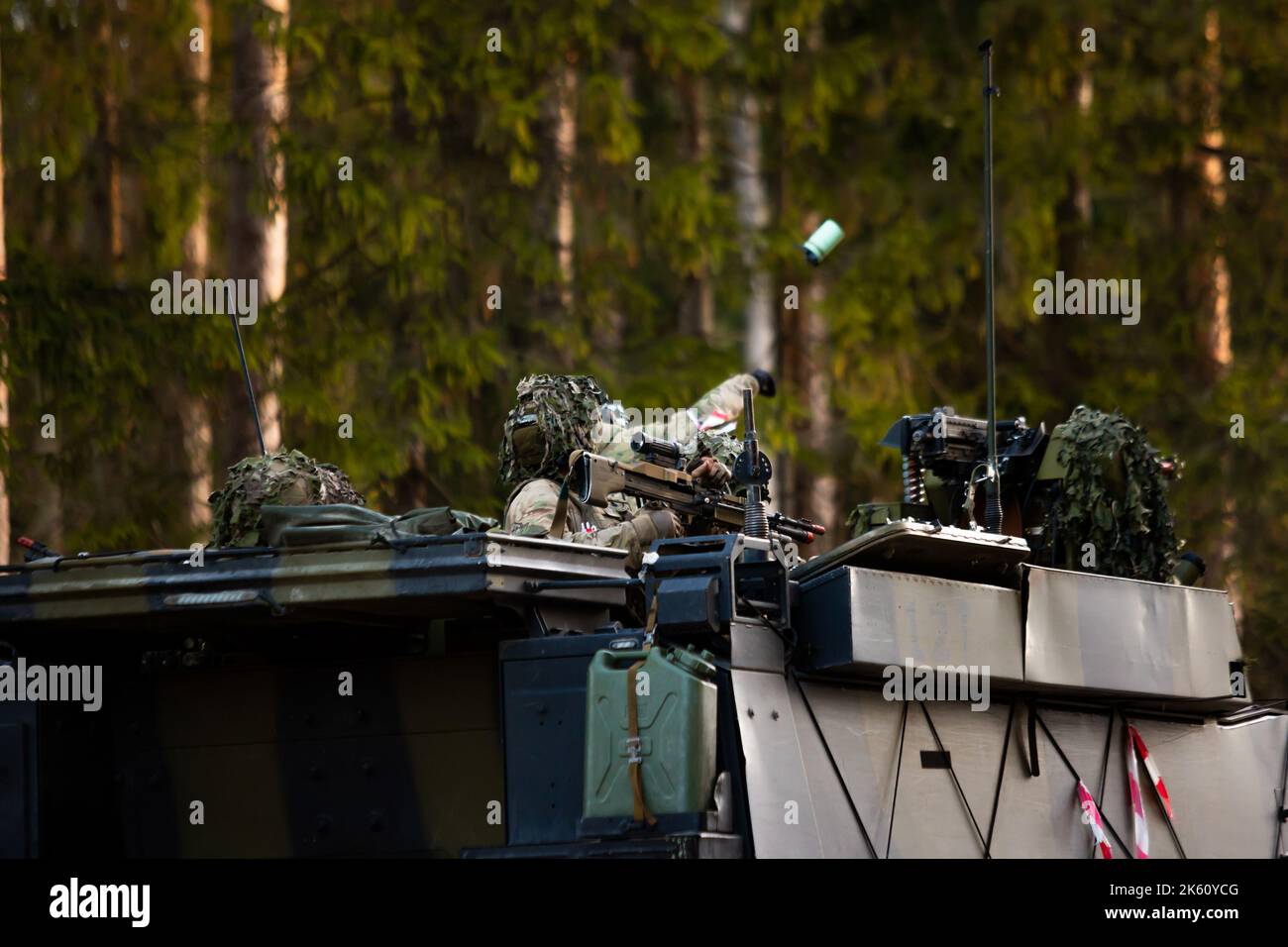 Military training on the battlefield with armored vehicles Stock Photo ...