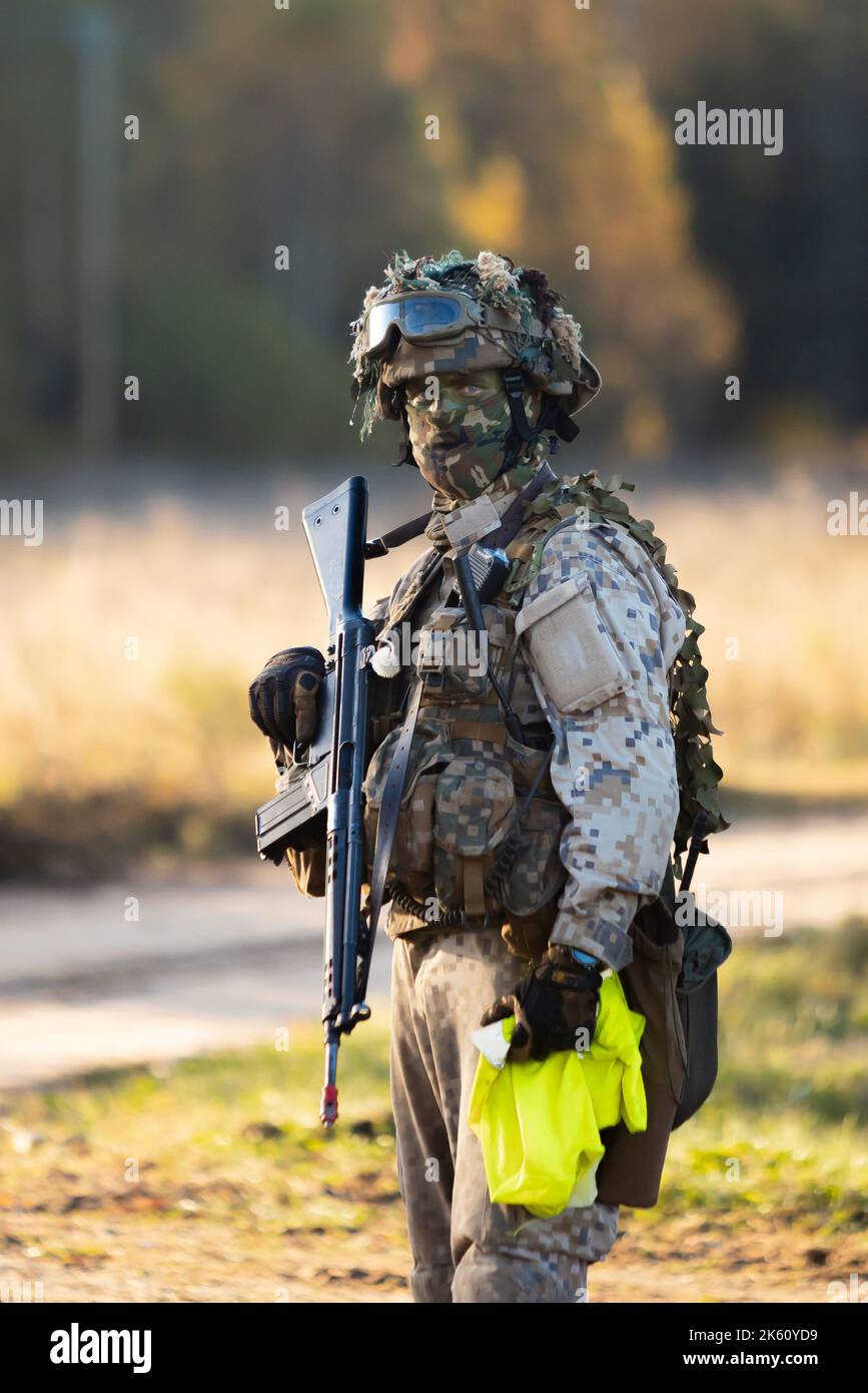 Close-up of army soldier in military uniform Stock Photo - Alamy