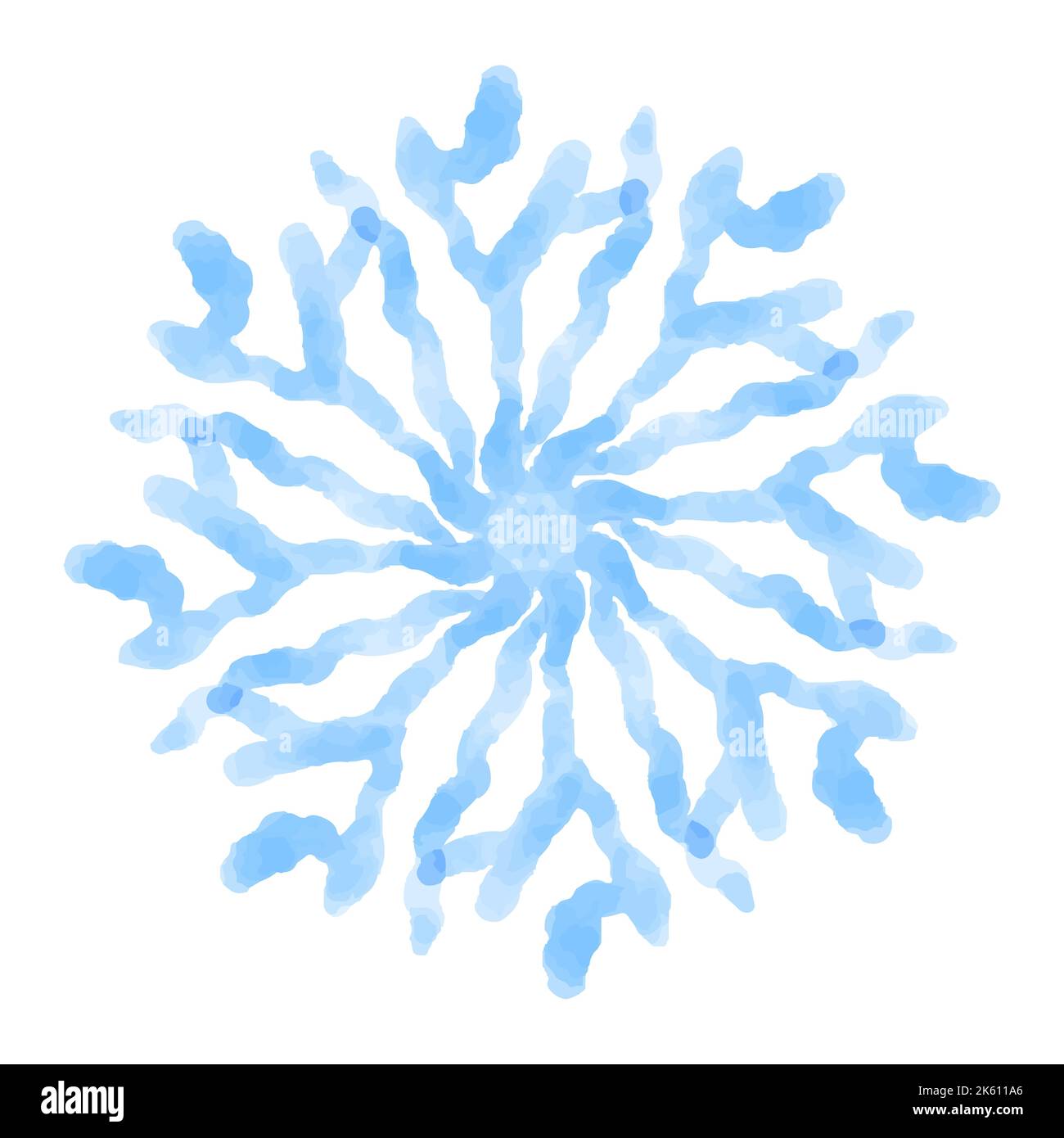 Vector Christmas blue snowflake painted in watercolor. Winter ...