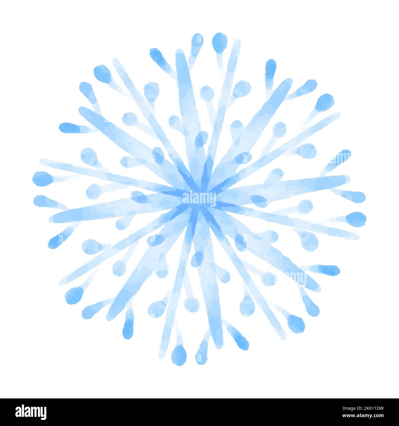Vector Christmas blue snowflake painted in watercolor. Winter ...