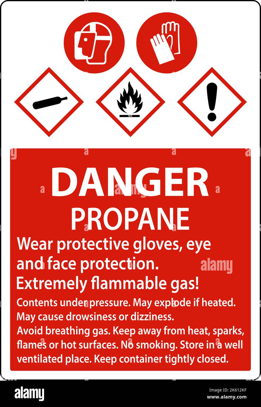 Danger Propane Flammable Gas PPE GHS Sign Stock Vector Image & Art - Alamy