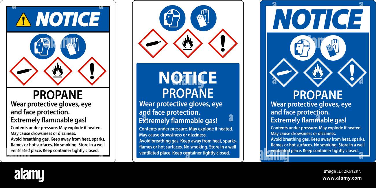 Notice Propane Flammable Gas PPE GHS Sign Stock Vector Image & Art - Alamy