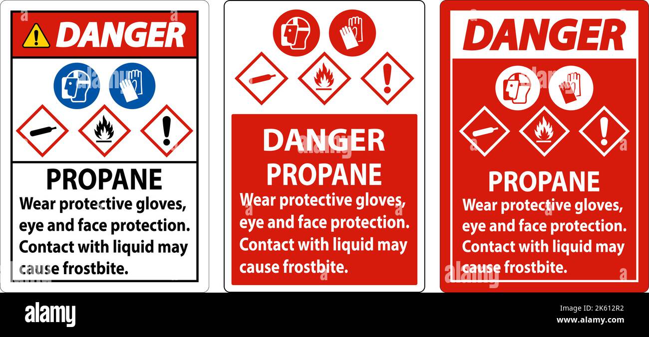 Danger Propane Flammable Gas PPE GHS Sign Stock Vector Image & Art - Alamy