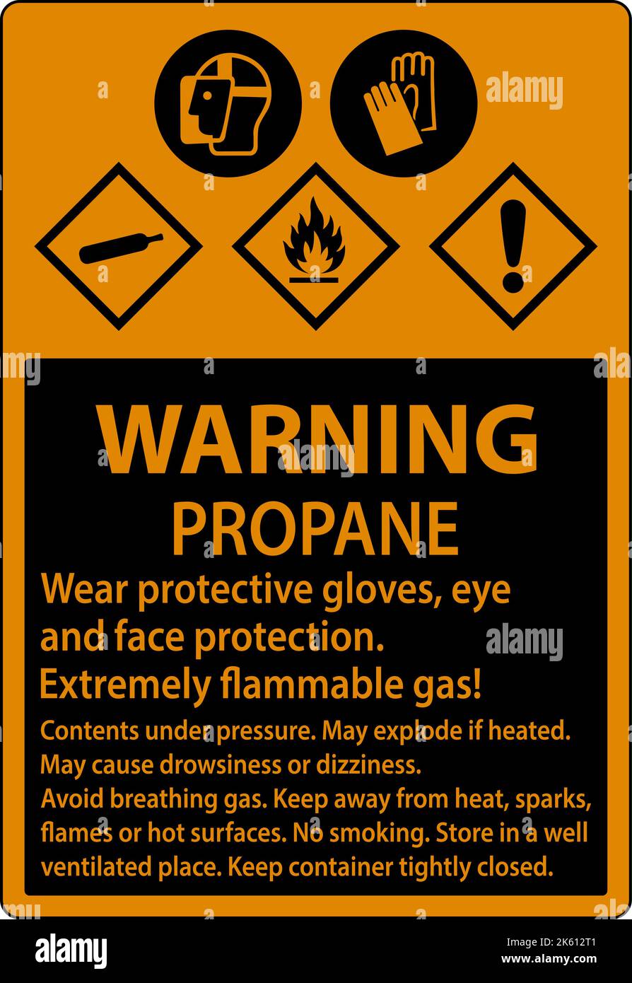 Warning Propane Flammable Gas PPE GHS Sign Stock Vector Image & Art - Alamy