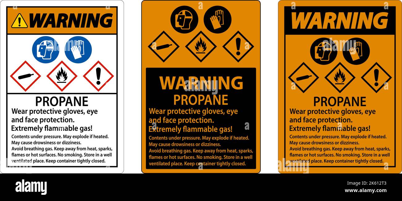 Warning Propane Flammable Gas PPE GHS Sign Stock Vector Image & Art - Alamy