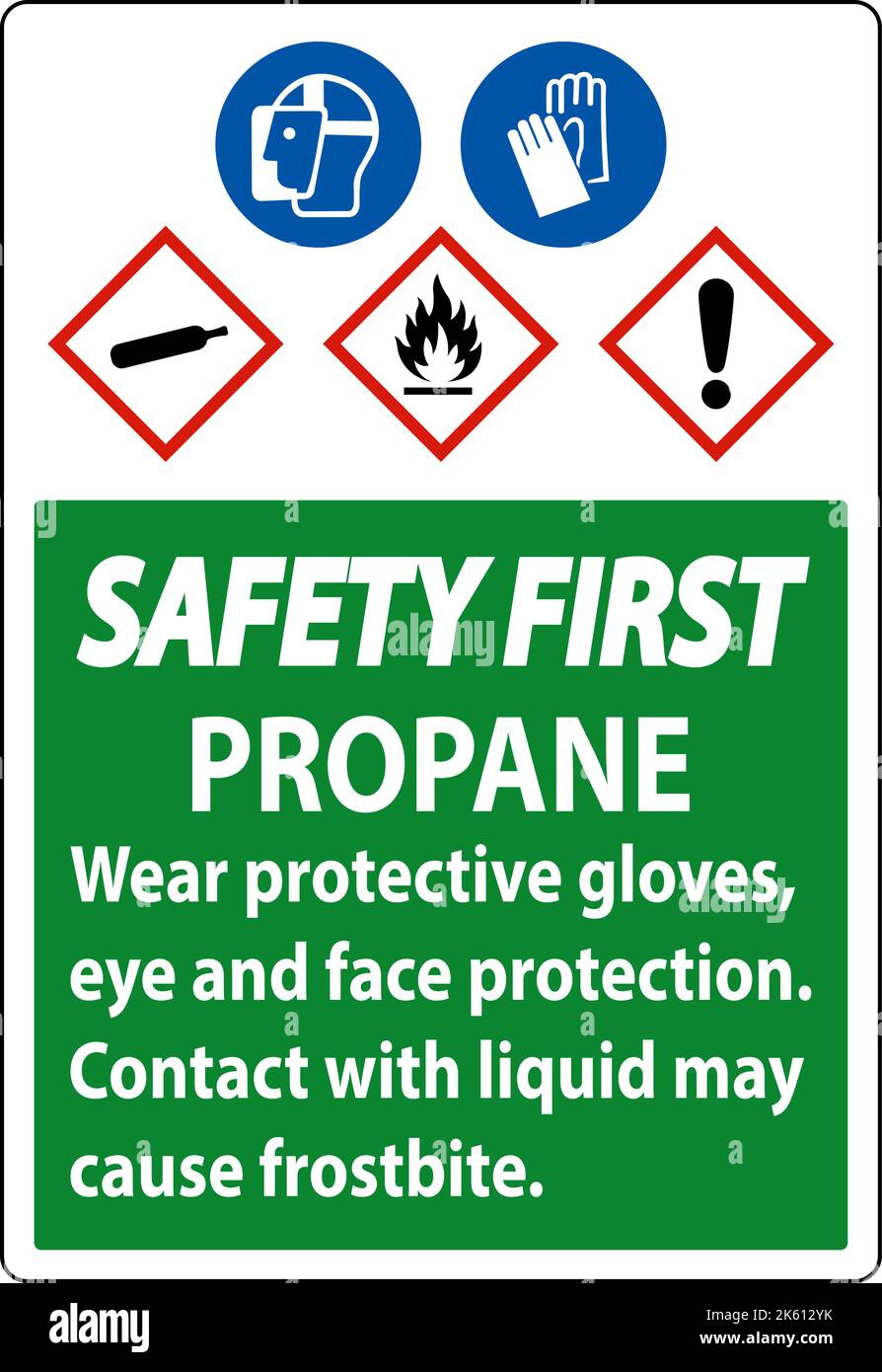 Safety First Propane Flammable Gas PPE GHS Sign Stock Vector Image ...