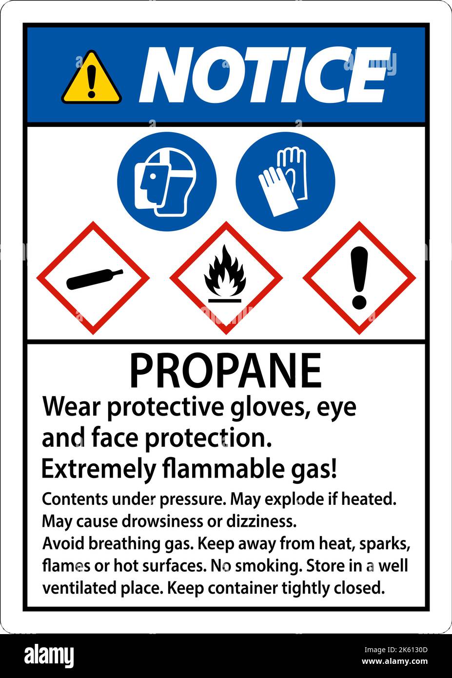 Notice Propane Flammable Gas PPE GHS Sign Stock Vector Image & Art - Alamy