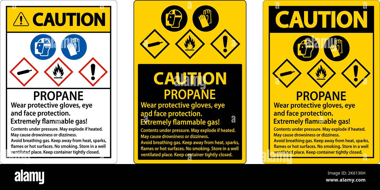 Caution Propane Flammable Gas PPE GHS Sign Stock Vector Image & Art - Alamy