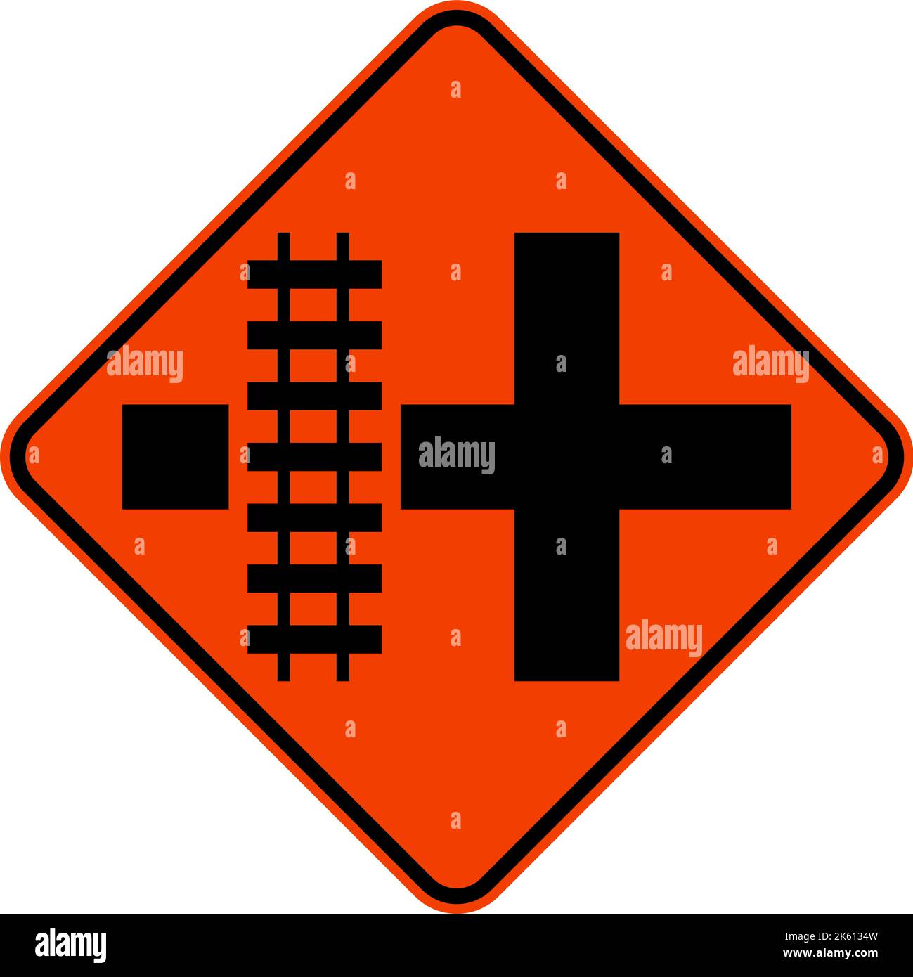 Highway Light Rail Transit Grade Crossing Left Sign Stock Vector Image ...