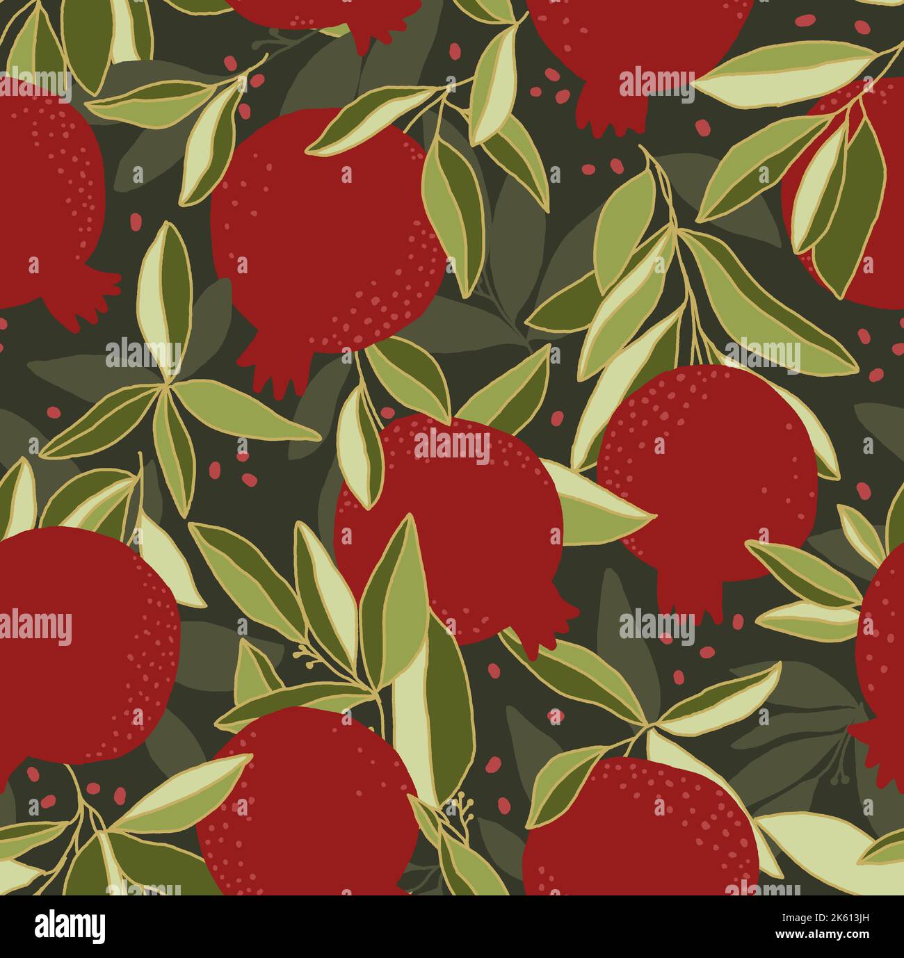 Tropical seamless pattern with pomegranate Fruit repeated background ...