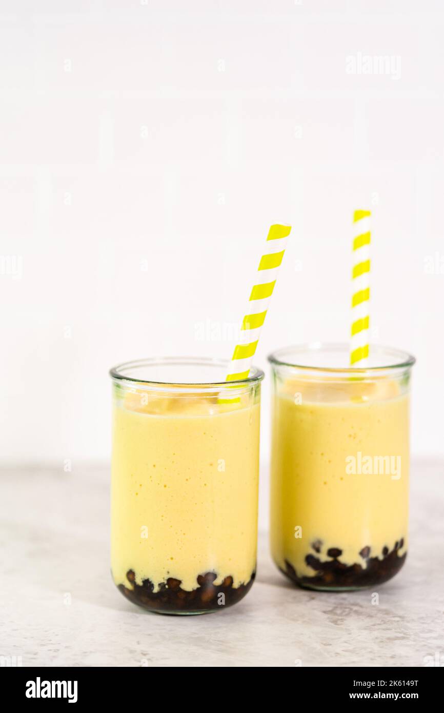 Mango boba smoothie Stock Photo - Alamy