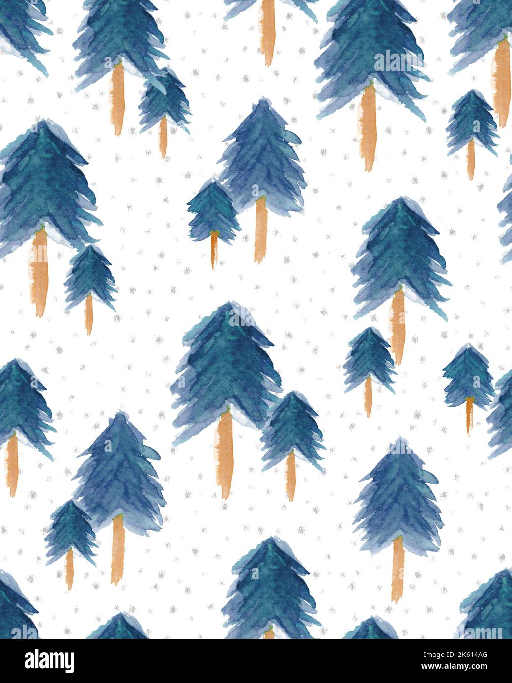 Seamless Hand painted Watercolour Christmas tree pattern , Scandinavian ...