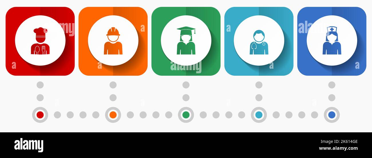 Human resources vector icons, flat design web buttons, work concept ...