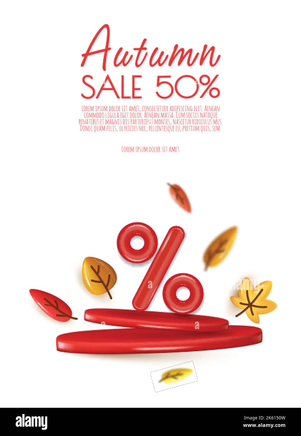 Autumn sale background with leaves, shopping bag, percent symbol acorn ...