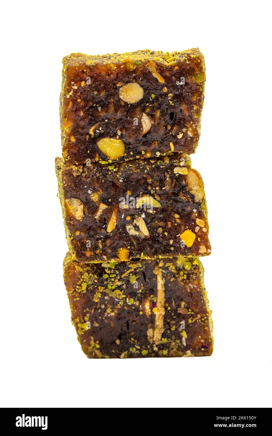 Turkish delight isolated on a white background. Turkish delight with ...