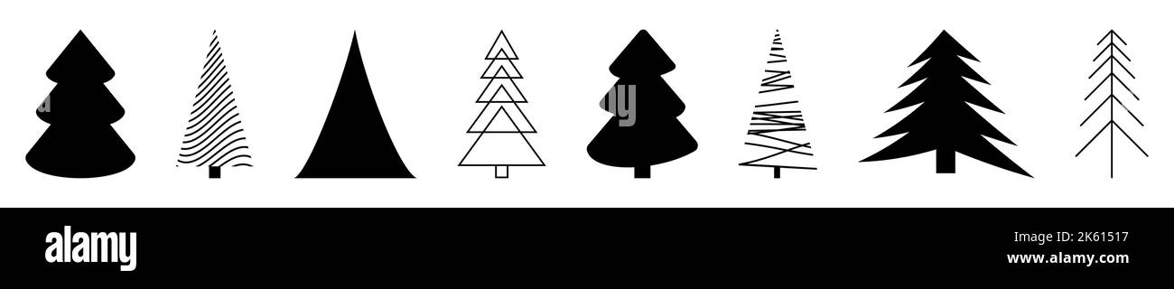 Collection of Christmas trees. Vector illustration Stock Vector Image ...