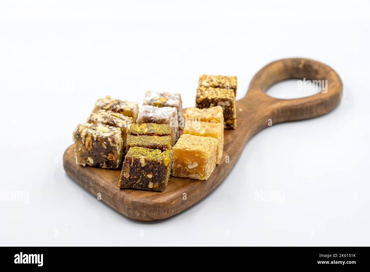 Mixed Turkish delight isolated on white background. Traditional Turkish ...