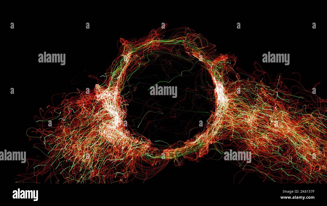 3D rendering cosmic energy strings. Energy flows in the form of thin ...