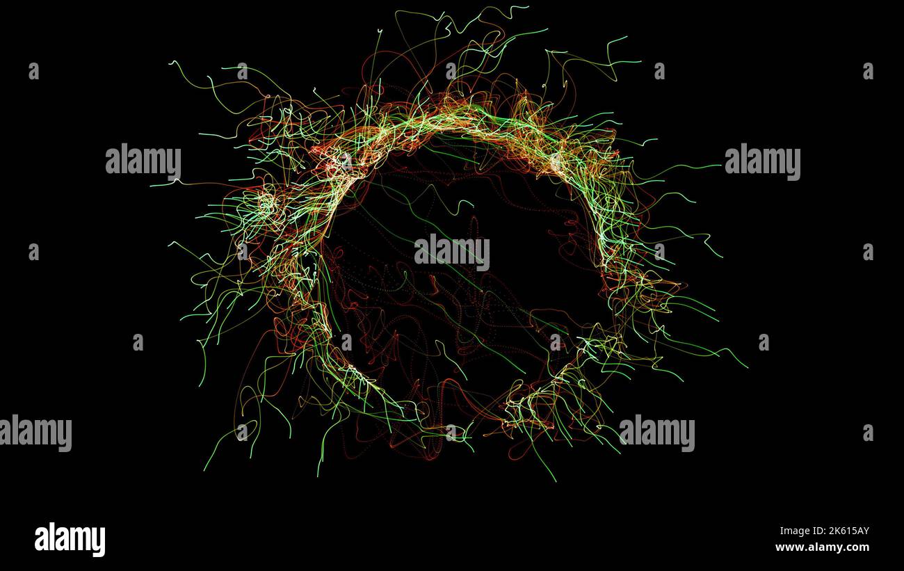 3D rendering cosmic energy strings. Energy flows in the form of thin ...