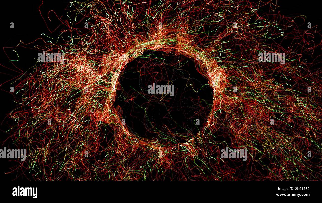 3D rendering cosmic energy strings. Energy flows in the form of thin ...